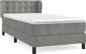 Box spring postel s matrací světle šedá 100x200 cm samet 3127715