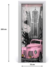 Fototapeta samolepící na dveře růžové auto 75x205 cm