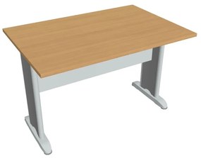 Stůl jednací rovný 120 cm - Hobis Cross CJ 1200 Dekor stolové desky: buk, Dekor lamino podnože: šedá, Barva nohou: Stříbrná