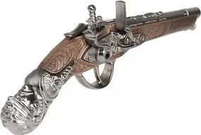 Pistole pirátská Gonher 15540, kovová, hnědá s dřevěnou pažbou