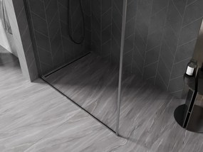 Mexen, Mexen Kioto-XF L sprchová stěna s rámem 50x202 cm, průhledná 10 mm, pistolově šedá kartáčovaná - 800-050-174-66-00-XF