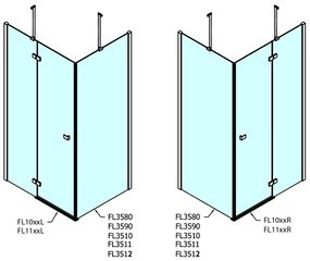 Polysan, FORTIS LINE sprchové dveře 1000mm, čiré sklo, levé, FL1010L