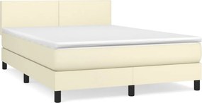 Box spring postel s matrací krémová 140x190 cm umělá kůže 3141001