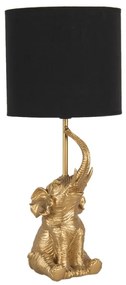 Stolní lampa ve tvaru zlatého slona s černým stínidlem – 20x46 cm