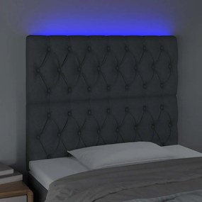 Čelo postele s LED tmavě šedé 90x7x118/128 cm textil 3122743
