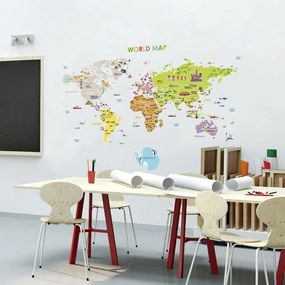 Dětská samolepka na zeď 120x150 cm Giant World Map – Ambiance