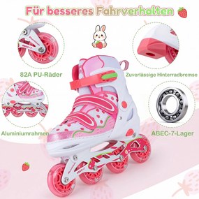 Costway Inline brusle Dětské 4 Nastavitelné velikosti Inline brusle se – l