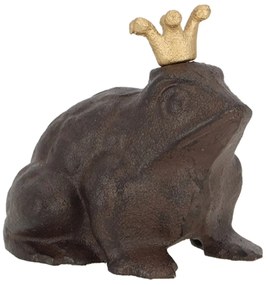 Zahradní litinová figurka Prince Frog, 11,5x13 cm, hnědá