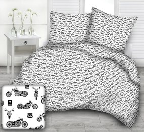 Povlečení bavlněné Motorky TiaHome - 1x Polštář 90x70cm, 1x Přikrývka 140x200cm