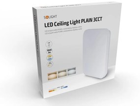 SOLIGHT LED stropní světlo Plain, 3CCT, 24W, 1920lm, 3000K, 4000K, 6000K, čtvercové, 38cm