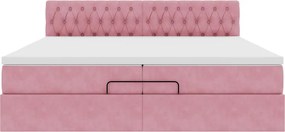 Osmanský rám postele s matrací růžová 200x200 cm samet 3311872