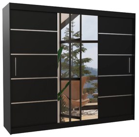 Posuvná skříň se zrcadlem SALTO 250 Výška: 215, Hlavní barva: Black