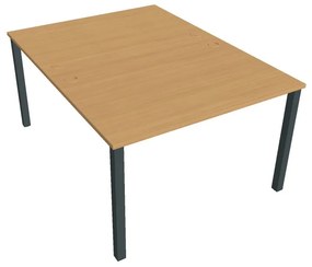 Dvojstůl pracovní rovný 120×160 cm - Hobis Uni USD 1200 Dekor stolové desky: buk, Barva nohou: černá