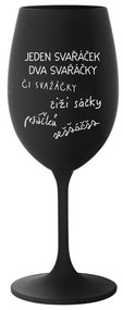 SVAŘÁČEK - černá sklenice na víno 350 ml