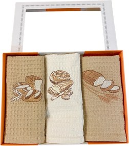 Utěrky na nádobí vaflové Chléb 3ks 40x60cm TiaHome