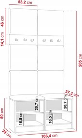 Šatní skříň EDEN 19 bílý + ekokůže černý Vzor 1