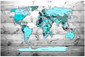 Korková  nástěnná dekorační tabule Modré kontinenty [Korková mapa]