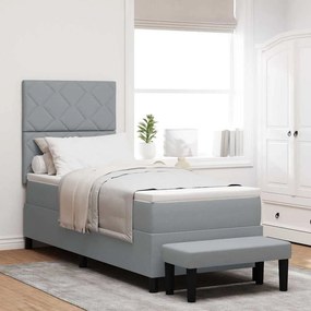 Postel s boxspringem s čelo Světle šedá 80 x 200 cm textil 3344100