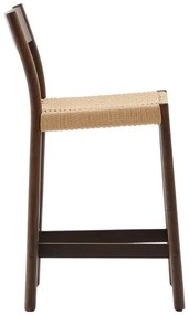 Ořechová barová židle Kave Home Yalia s výpletem 65 cm