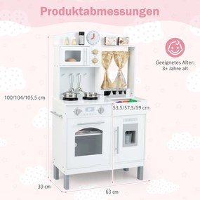 Costway Dětská kuchyňka, dřevěná dětská kuchyňka s 3 výškovým nastavením