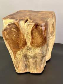 Sedátko Hocker z kořenového teaku – masivní kvádr 40 cm (Jáva)