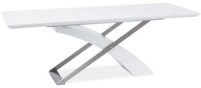 Kondela Jídelní stůl, bílá / bílá extra vysoký lesk HG, 160-220x90 cm, KROS