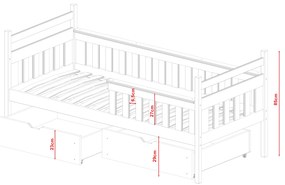 Dětská postel 90 cm Emelda (s roštem a úl. prostorem) (bílá). 1012865