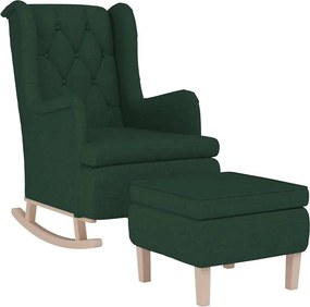 Houpací křeslo se stoličkou tmavě zelené textil 3121278