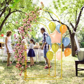 Outsunny Sada 3 Zlatých Kovových Podpěr Svatebního Oblouku, 2,2m, 2m, 1,8m, Zahradní Oblouk, Svatební, Narozeninová Party, Baby Shower, Květinový Baló
