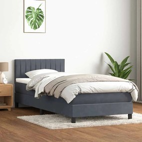 Box spring postel s matrací a LED tmavě šedá 80x220 cm samet 3317098