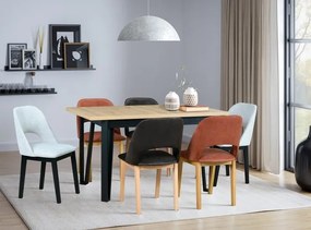 Jídelní sestava DX 26 odstín lamina (deska stolu) artisan, odstín dřeva (židle + nohy stolu) černá, potahový materiál látka s doplatkem