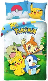 Oboustranné ložní povlečení Pokémoni - motiv Přátelé - 100% bavlna - 70 x 90 cm + 140 x 200 cm