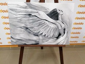 Obraz svobodný anděl v černobílém provedení - 90x60 cm