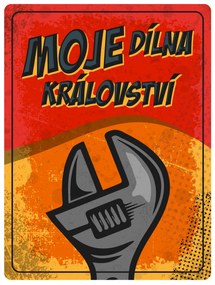 Postershop Plechová cedule: Moje dílna, moje království - 30x40 cm