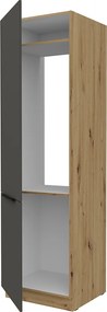 ARIA pa | vysoká skříňka 60 LO-210 2F na vestavnou lednici | 60 cm | ANTI FINGERPRINT povrch | artisan/šedá grafit