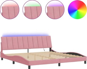 Rám postele s LED osvětlením bez matrace Hanko růžový 200 x 200 cm samet 3213804