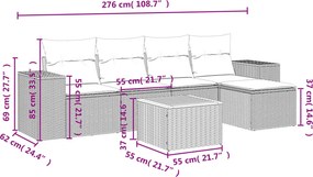 6dílná zahradní sedací souprava s poduškami béžová polyratan 3257752
