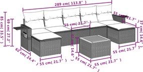 8dílná zahradní sedací souprava s poduškami černá polyratan 3257022