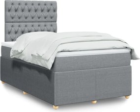 Box Spring Postel S Matrací Textil Světle Šedá Prošívaný design 120 x 200