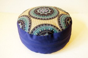 S radostí - vlastní výroba Meditační sedák s modrou mandalou - modrý Velikost: ∅30 x v30 cm