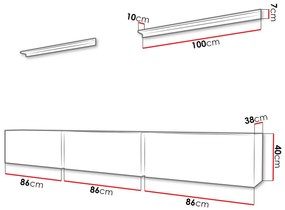 Moderní obývací stěna Bonny 06, černá/černý lesk