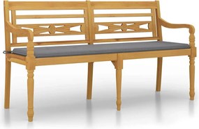 Lavice Batavia s šedou poduškou 150 cm masivní teakové dřevo 3100827