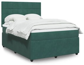 Box spring postel s matrací tmavě zelená 140x200 cm samet 3294661