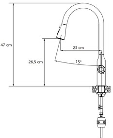 Kuchyňská dřezová baterie QUADRON JESSICA Q LINE s vytahovací sprchou v měděné barvě