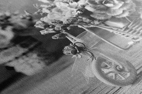 Obraz romantický karafiát ve vintage nádechu v černobílém provedení Varianta: 90x60