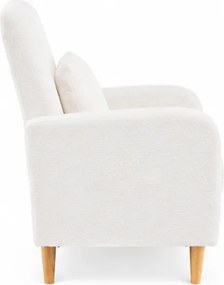 relaxační křeslo, ušák, dřevo/teddy fleece, 95x76x70 cm, dřevo světlé/krémová, Dekorino DOREK