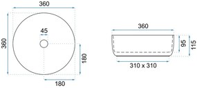 Keramické umyvadlo na desku REA SAMI bílé/zlatá kartáčovaná