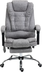 Vinsetto Masážní Hřejivá Kancelářská Židle Ergonomická S Nastavitelnou Výškou A Sklopným Opěradlem Z Mikrovlákna Šedá