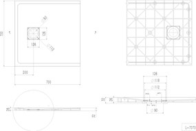 Erga Hyper, SMC sprchová vanička 70x70x2, 6 cm + sifon, černá matná, ERG-V06-SMC-7070S-BK