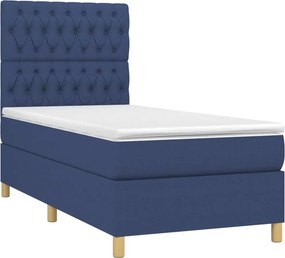 Box spring postel s matrací modrá 90x200 cm textil 3142551